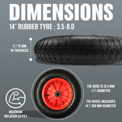 14" Red Sack Truck Trolley Rubber Anti Slip Wheel Heavy Duty Barrow ...