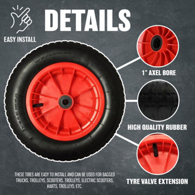 14" Red Sack Truck Trolley Rubber Anti Slip Wheel Heavy Duty Barrow ...