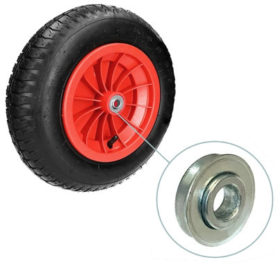 14" wheelbarrow wheel pneumatic tyre innertube 3.50-8 with 12mm roller ...