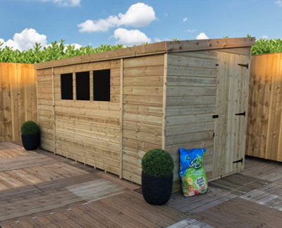14 x 8 REVERSE Garden Shed Pressure Treated T&G PENT Wooden Garden Shed ...