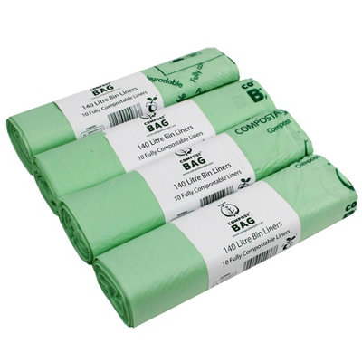 140 Litre Compost Bag Compostable Bin Liners (Small Wheelie Bins) - 4 Rolls