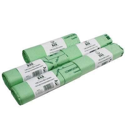 140 Litre Compost Bag Compostable Bin Liners (Small Wheelie Bins) - 5 Rolls