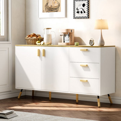 140 x 40 x 78cm Multi-Use Storage Cabinet with Solid Wood Top Double ...
