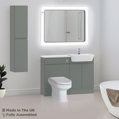 1400mm Set With Gloss White Worktop, BTW WC And Cistern, 1TH S/R Basin - Lucente Matt Dust Grey ...