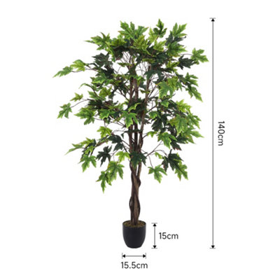 140cm H Artificial Green Maple Tree, Fake Plant Pot, Imitation Tropical ...