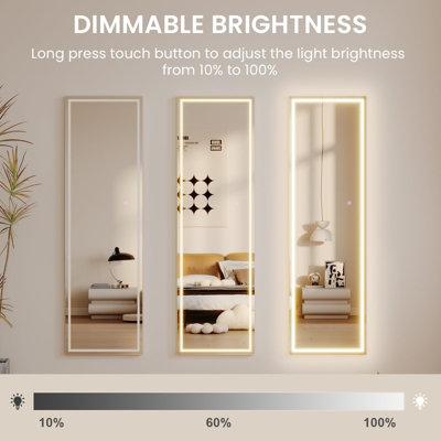 140CM x 40CM LED Full Body Mirror, Free Standing or Wall Mounted ...