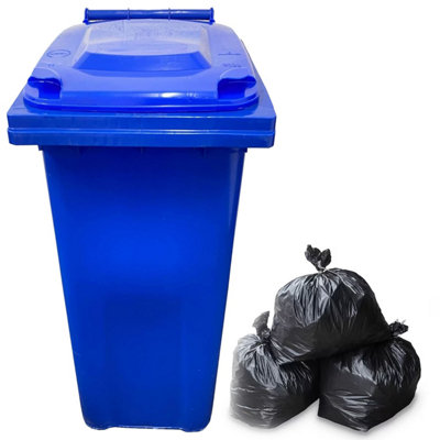 140L Blue Coloured Wheelie Bin Compact Sized Ideal For Small Gardens ...