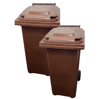 140L Brown Coloured Wheelie Bin Compact Sized Ideal For Small Gardens ...