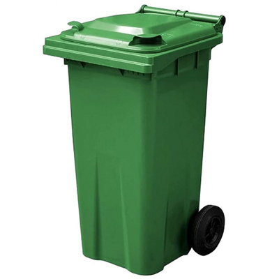 140L Green Coloured Wheelie Bin Compact Sized Ideal For Small Gardens ...