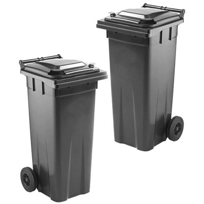 140L Grey Coloured Wheelie Bin Compact Sized Ideal For Small Gardens ...