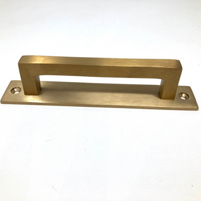 140mm Aged Brass Unlacquered Square Backplate Handle