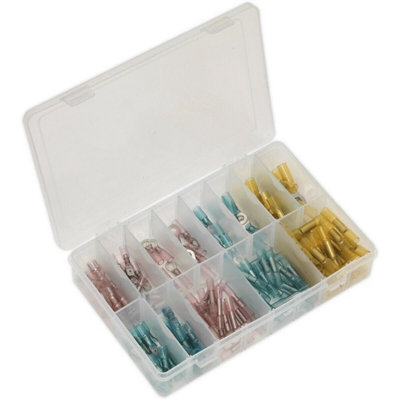 142 Piece Adhesive Lined Heat Shrink Terminal Assortment - Ring Butt ...