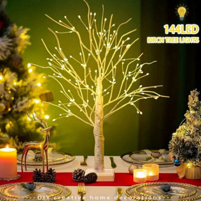 144 LED Warm Lights Christmas Birch Twig Tree with Light, Pre Lit ...