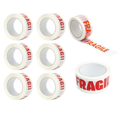 144 Rolls 50mm x 66m Printed Fragile Tape Easy Tear Water Resistant ...