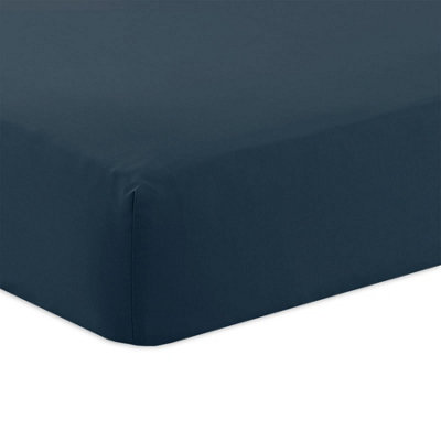 144 Thread Count Poetry Plain Dye Fitted sheet Single Bedding Navy ...