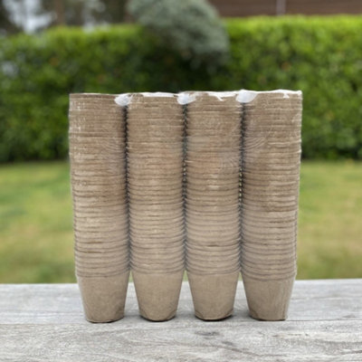 144 x 7cm Eco Round Fibre Biodegradable and Compostable Plant Pots ...