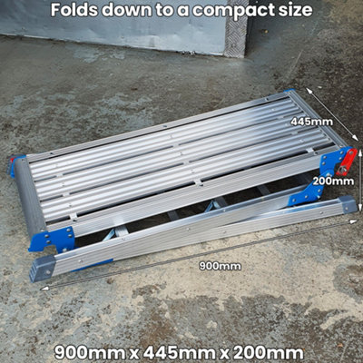 1440 x 800mm Tall Step Up Work Platform Aluminium Lightweight Foldable ...