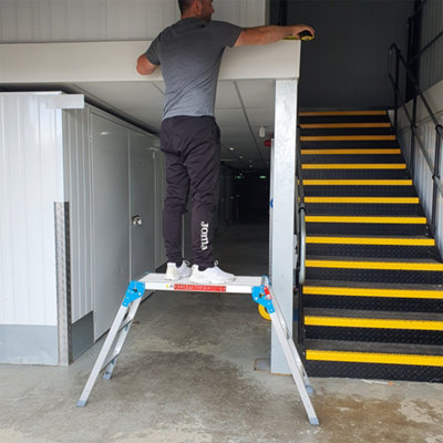 1440 x 800mm Tall Step Up Work Platform Aluminium Lightweight Foldable ...