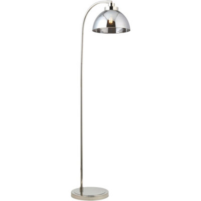 1440mm Floor Lamp - Bright Nickel & Mirrored Glass Contemporary Sleek ...
