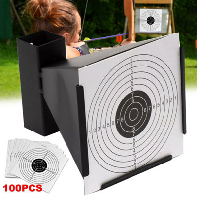 14CM CARD FUNNEL TARGET HOLDER PELLET TRAP + 100 TARGETS FOR AIR RIFLE ...