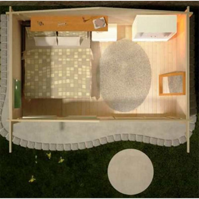 14ft x 16ft (4.15m x 4.75m) Rosco 44mm Wooden Log Cabin (19mm Tongue ...