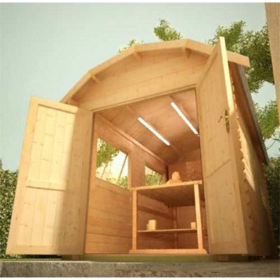 14ft x 8ft (4.26m x 2.35m) Neo Barn 28mm Wooden Log Cabin (19mm Tongue ...