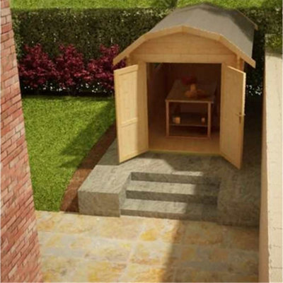 14ft x 8ft (4.26m x 2.35m) Neo Barn 28mm Wooden Log Cabin (19mm Tongue ...