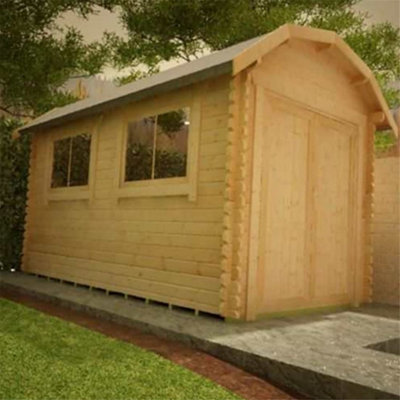 14ft x 8ft (4.26m x 2.35m) Neo Barn 28mm Wooden Log Cabin (19mm Tongue ...