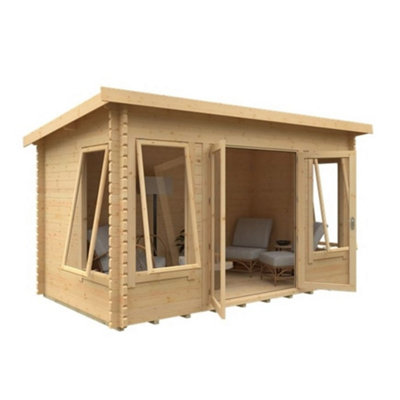 14ft x 8ft (4.26m x 2.43m) 44mm Wooden Log Cabin (19mm Tongue and ...