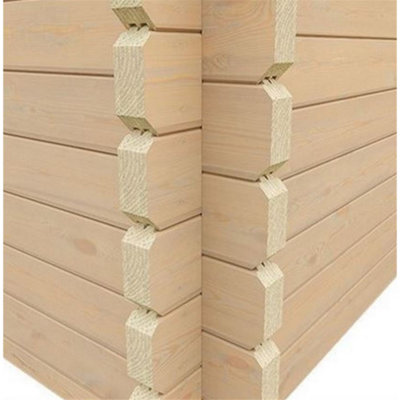 14ft x 8ft (4.26m x 2.43m) 44mm Wooden Log Cabin (19mm Tongue and ...