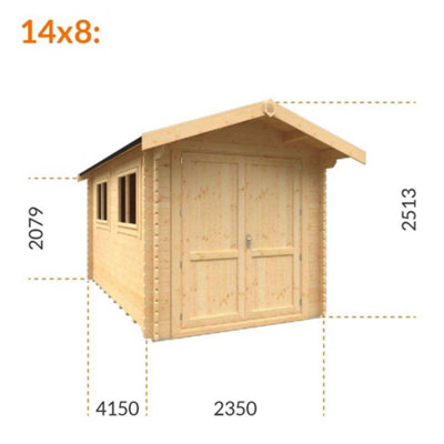 14ft x 8ft (4150mm x 2350mm) Horsforth "The Saint Paul" 28mm Log Cabin ...