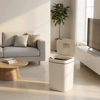 14L Cream White Battery Powered Automatic Motion Sensor Rubbish Bin ...