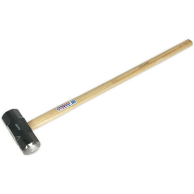 14lb Hardened Sledge Hammer - Hickory Wooden Shaft - Drop Forged Carbon ...