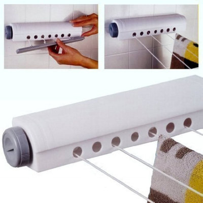 14m 4 Line Retractable Washing Line Airer for Indoor & Out Door Laundry ...