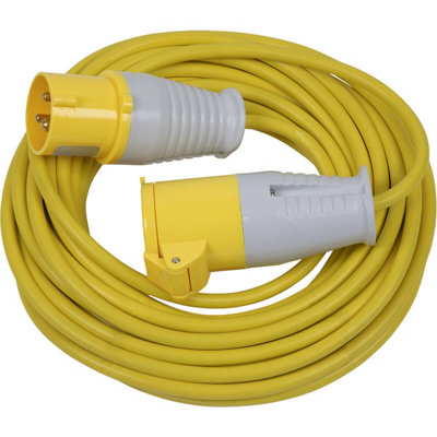 14m Extension Lead Fitted with 16A 110V Plug - Single 110V Socket - 1 ...