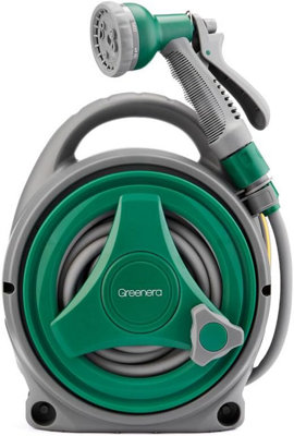 14M Garden Hose Reel Compact Portable Water Pipe 7 Adjustable Spray Gun ...