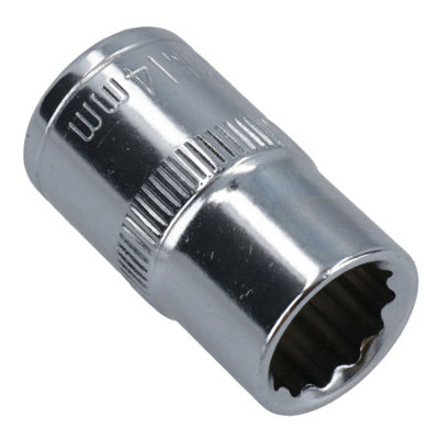 14mm 1/2in Drive Shallow Metric MM Socket 12 Sided Bi-Hex Knurled Ring