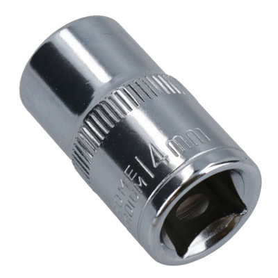 14mm 1/2in Drive Shallow Metric MM Socket 12 Sided Bi-Hex Knurled Ring