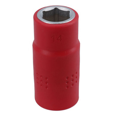 14mm 1/2in drive VDE Insulated Shallow Metric Socket 6 Sided Single Hex ...