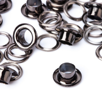14mm Chrome Coated Brass Eyelets with Washers, Gunmetal, 100pcs