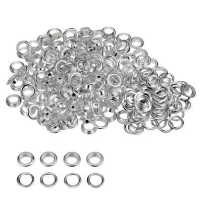 14mm Eyelets with Washers, Silver - 50pcs