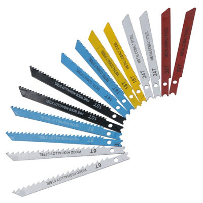 14pc Jigsaw Blade Set U Shank Fitting Jig Saw Metal Blades Black & Decker