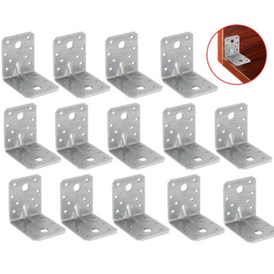 14PCS Galvanised Metal Corner Angle Brackets Steel Heavy Duty Braces L ...