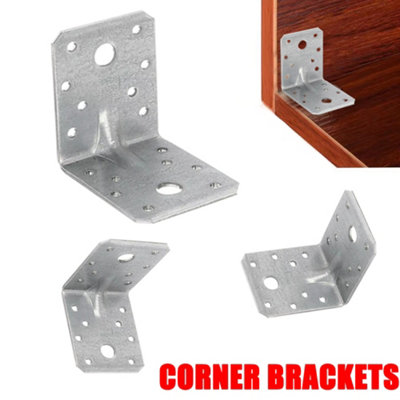 14PCS GALVANISED METAL CORNER ANGLE BRACKETS STEEL HEAVY DUTY BRACES L ...