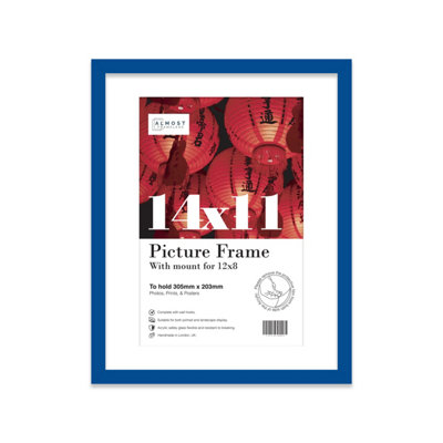 14x11" Blue Frame With Mount for 12x8" Pictures 20mm Slim Edge Portrait ...