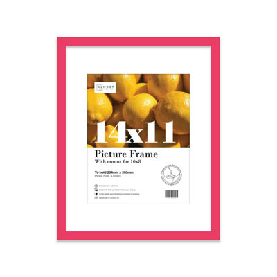 14x11" Bright Pink Frame With Mount for 10x8" Pictures 20mm Edge ...