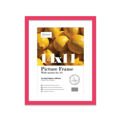 14x11" Bright Pink Frame With Mount for A4 Pictures 20mm Slim Edge ...