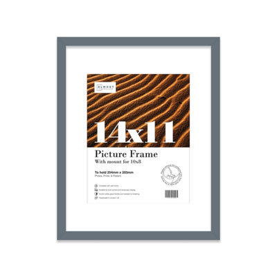 14x11" Grey Frame With Mount for 10x8" Pictures 20mm Thin Edge Portrait ...