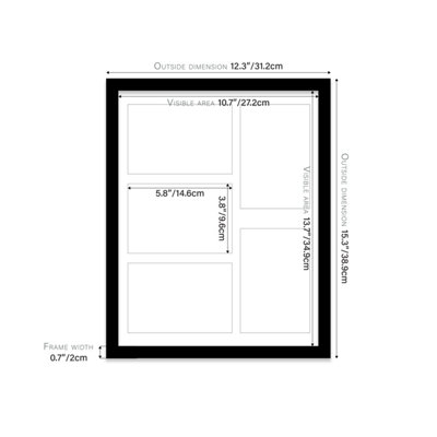 14x11 Inch 5 Opening Photo Collage Frame, Display Five 6x4 Inch Photos ...