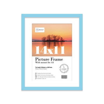 14x11" Light Blue Frame With Mount for A4 Pictures 20mm Thin Edge ...